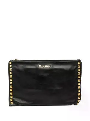 Miu Miu Studded Leather Zip Clutch Bag