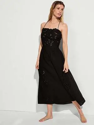 Victoria's Secret Eyelet Open-back Midi Dress - Black