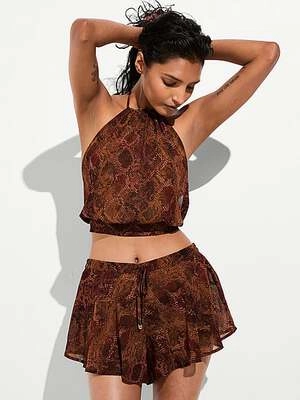 Victoria's Secret Sheer Crinkle Flutter Beachwear Shorts - Print