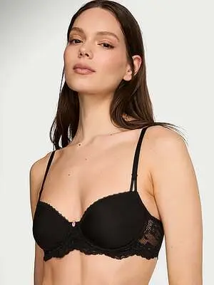 Victoria's Secret Dream Angels Wicked Sheer Unlined Balconette Bra - Black