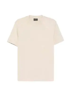 Emporio Armani Logo-embroidered T-shirt - Neutrals