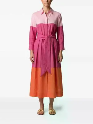 SARA ROKA Color-block Belted Midi Dress
