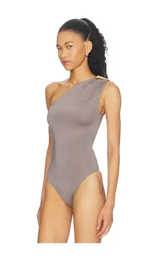 Superdown Emely One Shoulder Bodysuit With Gold-tone Hardware