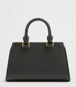 Valentino Garavani Mini Leather Vlogo Signature Top-handle Bag - Black