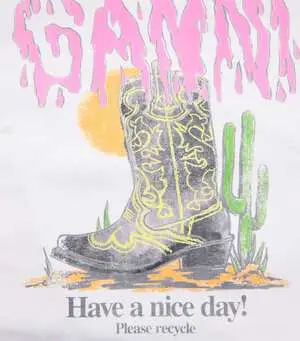 GANNI Organic Cotton Cowboy Boot Graphic T-shirt