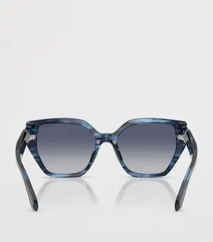 SWAROVSKI Sk6044u Irregular Sunglasses With Crystal Embellishments - Blue