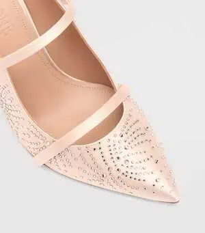 MALONE SOULIERS Satin Crystal-embellished Stiletto Heeled Mules - Metallic