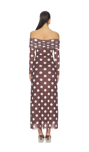 Steve Madden Aurelia Polka Dot Off-shoulder Maxi Dress