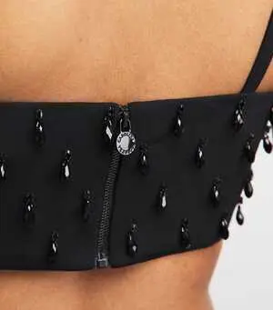 Carolina Herrera Embellished Stretch-wool Bandeau Crop Top