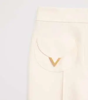 Valentino Garavani Wool-silk Crepe Tailored Trousers - Beige