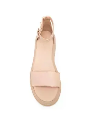 SERGIO MORETTI FIRENZE Beige Leather Platform Sandals - Neutrals