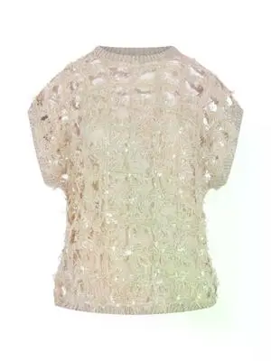 Brunello Cucinelli Sequin Embellished Fringed Top