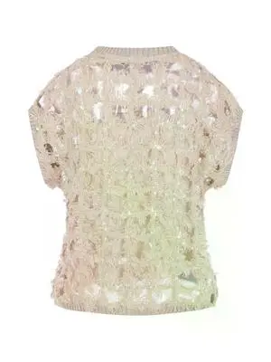 Brunello Cucinelli Sequin Embellished Fringed Top