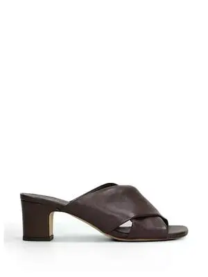 JULIE DEE Crossover Strap Mules - Brown