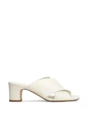 JULIE DEE Criss-cross Leather Mules - Neutrals