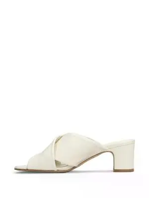JULIE DEE Criss-cross Leather Mules - Neutrals
