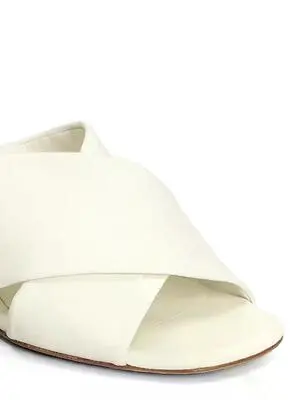 JULIE DEE Criss-cross Leather Mules - Neutrals
