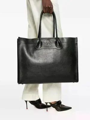 VIVIENNE WESTWOOD Orb Plaque Leather Tote Bag