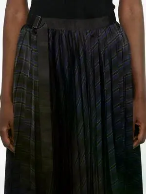 Sacai Pleated Striped Midi Skirt