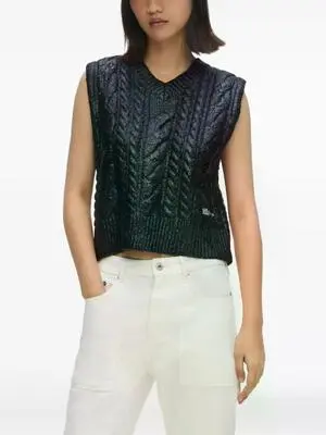 Karl Lagerfeld Cable Knit V-neck Sweater