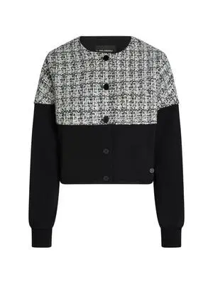Karl Lagerfeld Boucle-panelled Jersey Cardigan