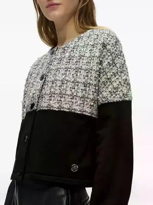 Karl Lagerfeld Boucle-panelled Jersey Cardigan