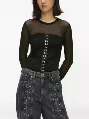 Karl Lagerfeld Mesh-panelled Hook-and-eye Top