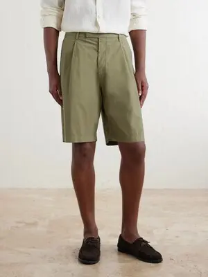 Boglioli Pleated Cotton-blend Poplin Shorts
