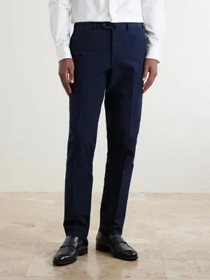 DE PETRILLO Straight-leg Cotton-seersucker Suit Trousers