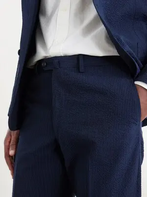 DE PETRILLO Straight-leg Cotton-seersucker Suit Trousers