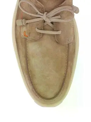 Santoni Suede Lace-up Boat Shoes