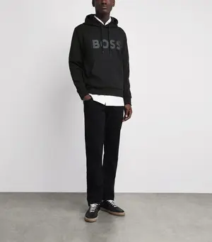 BOSS Stretch-cotton Logo Hoodie - Black