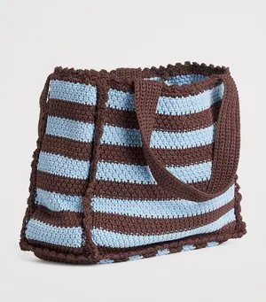 Sandro Crochet Stripe Tote Bag
