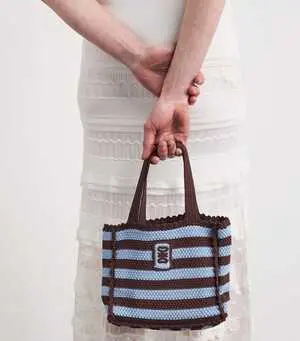 Sandro Crochet Stripe Tote Bag