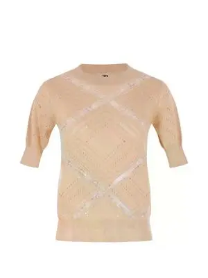 Ermanno Scervino Pointelle Knit Top With Lace Paneling
