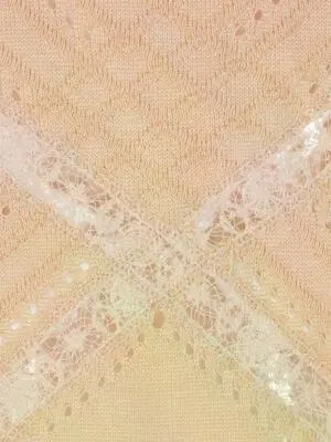 Ermanno Scervino Pointelle Knit Top With Lace Paneling