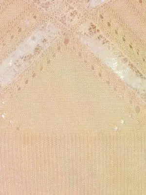 Ermanno Scervino Pointelle Knit Top With Lace Paneling