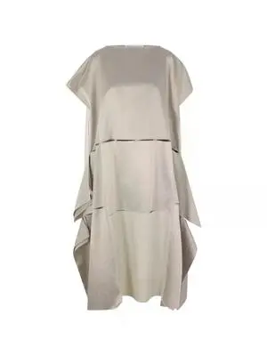 NICCOLO PASQUALETTI Grey Satin Cut-out Draped Dress