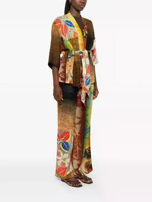 120% Lino Floral Print Kimono