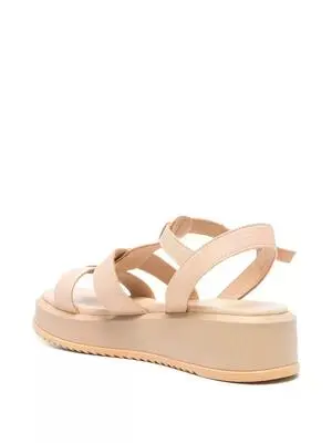 SERGIO MORETTI FIRENZE Light Beige Leather Cage Sandals