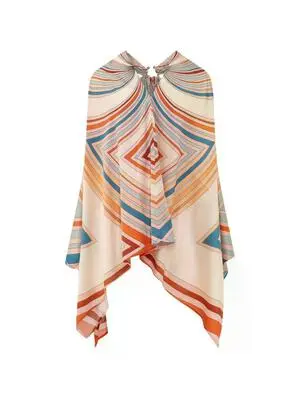 KOSE Iris Geometric Print Handkerchief Hem Top