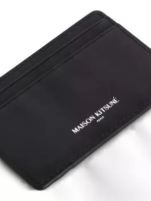 Maison Kitsuné Paris Logo-print Leather Cardholder - Black