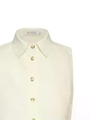 HEVRON Katja Cropped Sleeveless Shirt - Neutrals