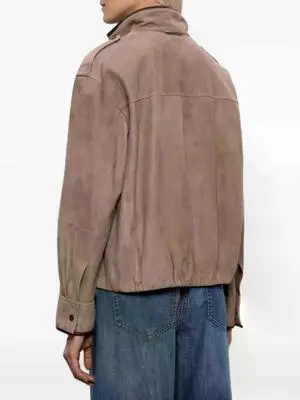 Brunello Cucinelli Suede Epaulette Jacket - Brown