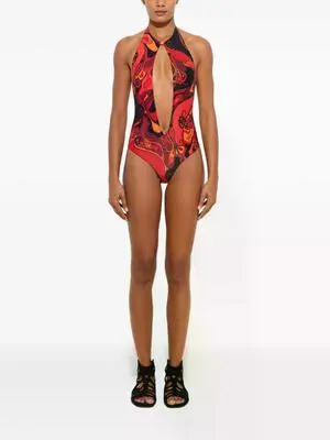 Emilio Pucci Orchidee Print High Neck Swimsuit