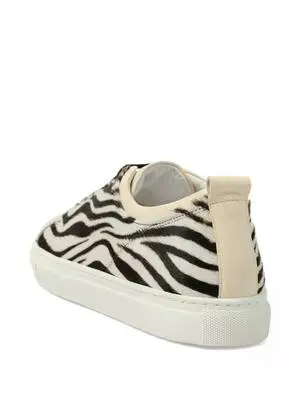 LANVIN Zebra-print Metallic Toe Cap Sneakers