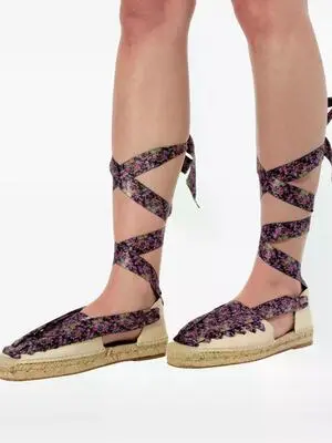 Balenciaga Floral Print Lace-up Espadrilles