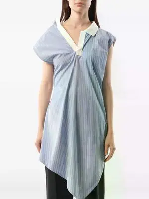 Sacai Asymmetric Hem Striped Blouse
