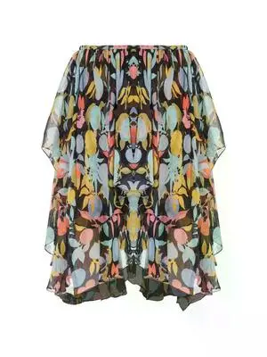 Chloé Floral Print Ruffled Midi Skirt
