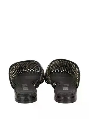 BIBI LOU Crystal-embellished Woven Mules